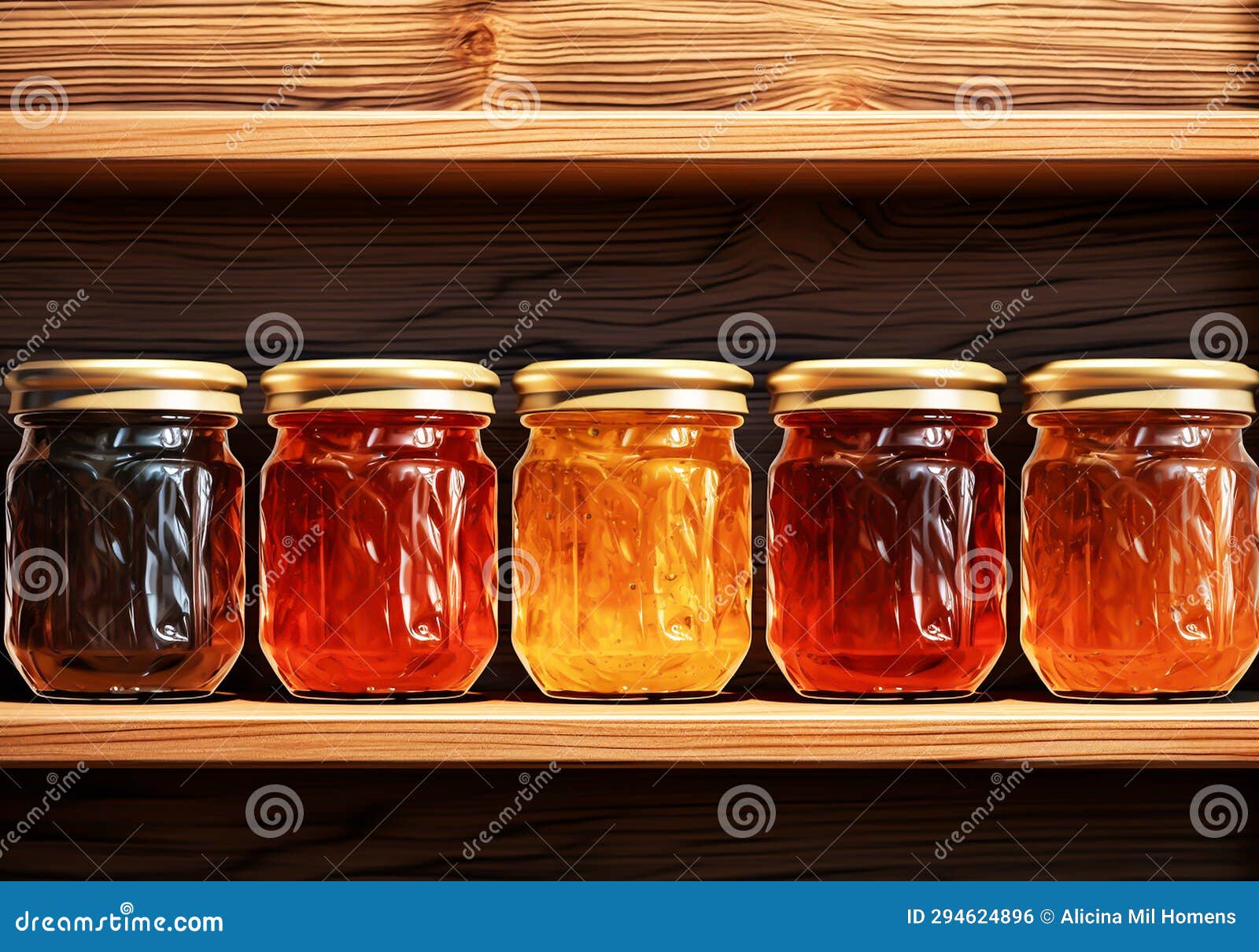 Set of Glass Jars with Different Types of Fruit Jam. AI Generated Stock ...