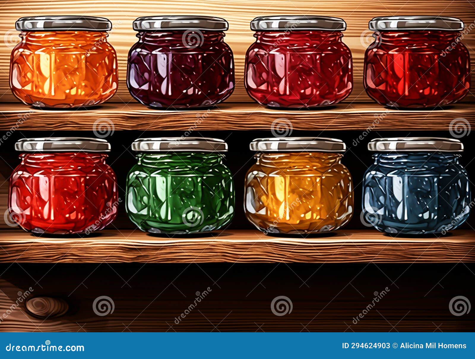 Set of Glass Jars with Different Types of Fruit Jam. AI Generated Stock ...