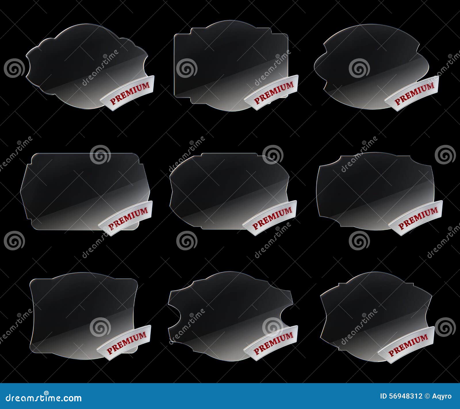 Set of Glass Labels with Premium Sticker Stock Illustration ...