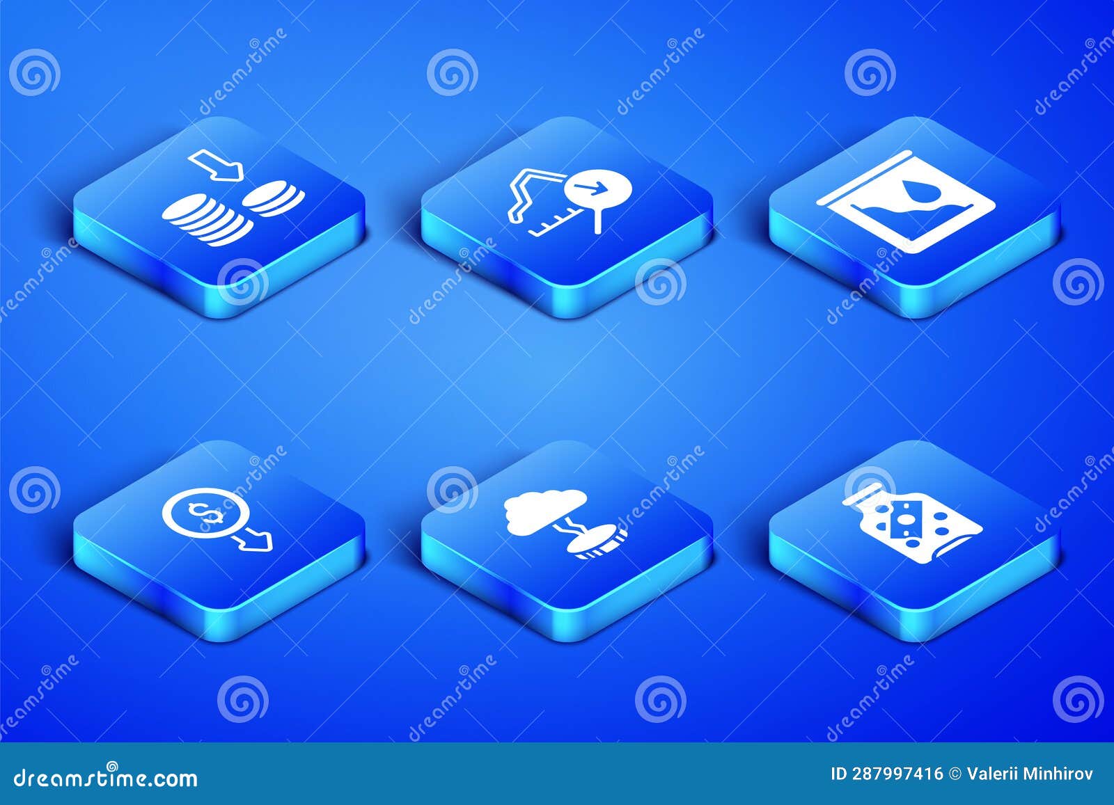 Set Glass Money Jar with Coin, Dollar Rate Decrease, Storm, Global Economic Crisis and Drop ...