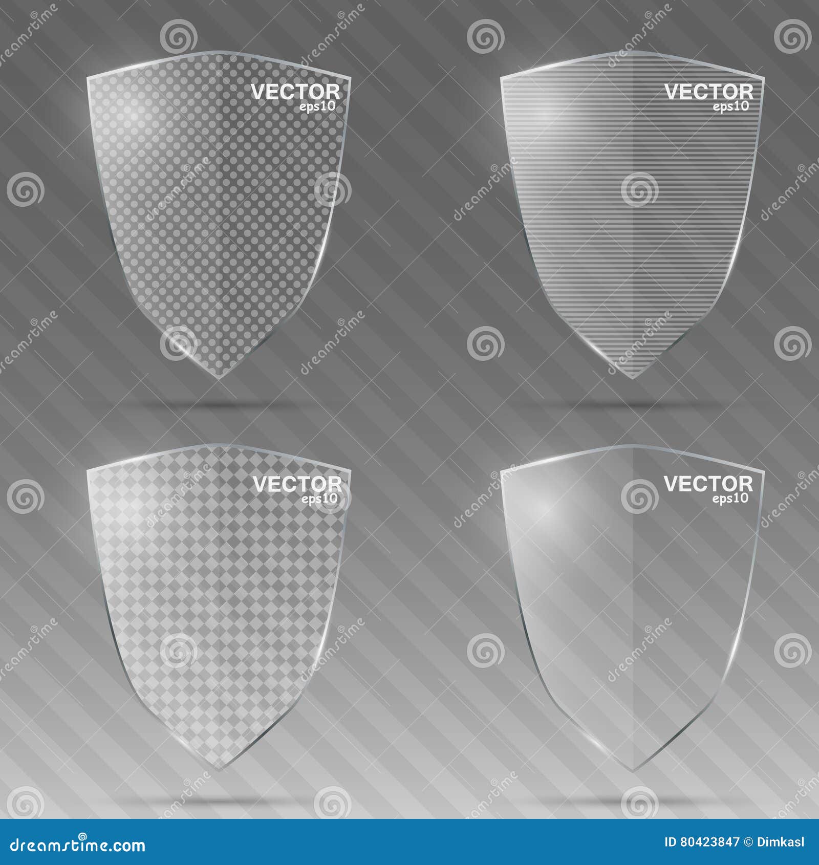 Glass Shields Set On Transparent Background In Front And Side View ...