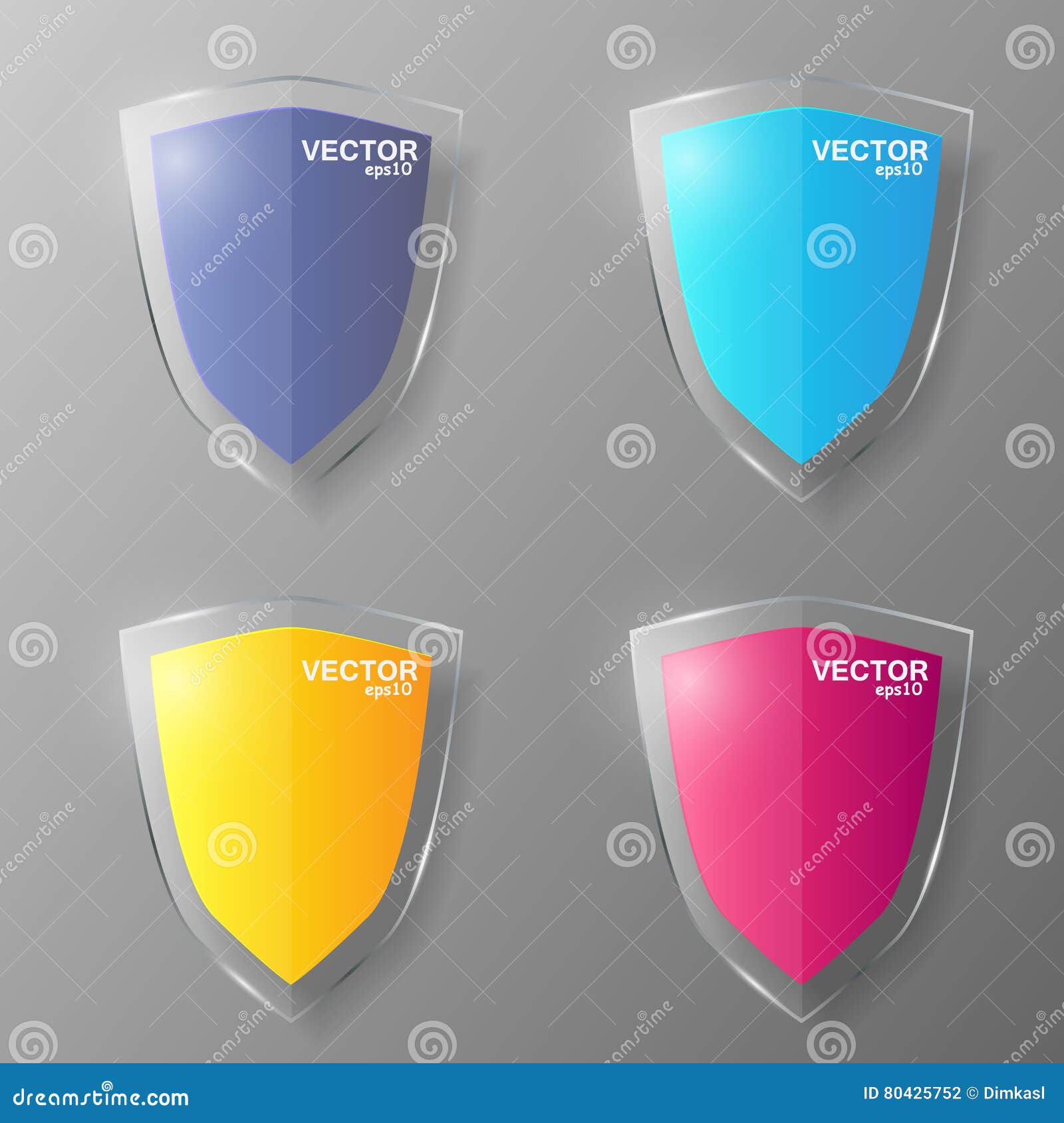 Glass Shields Set On Transparent Background In Front And Side View ...