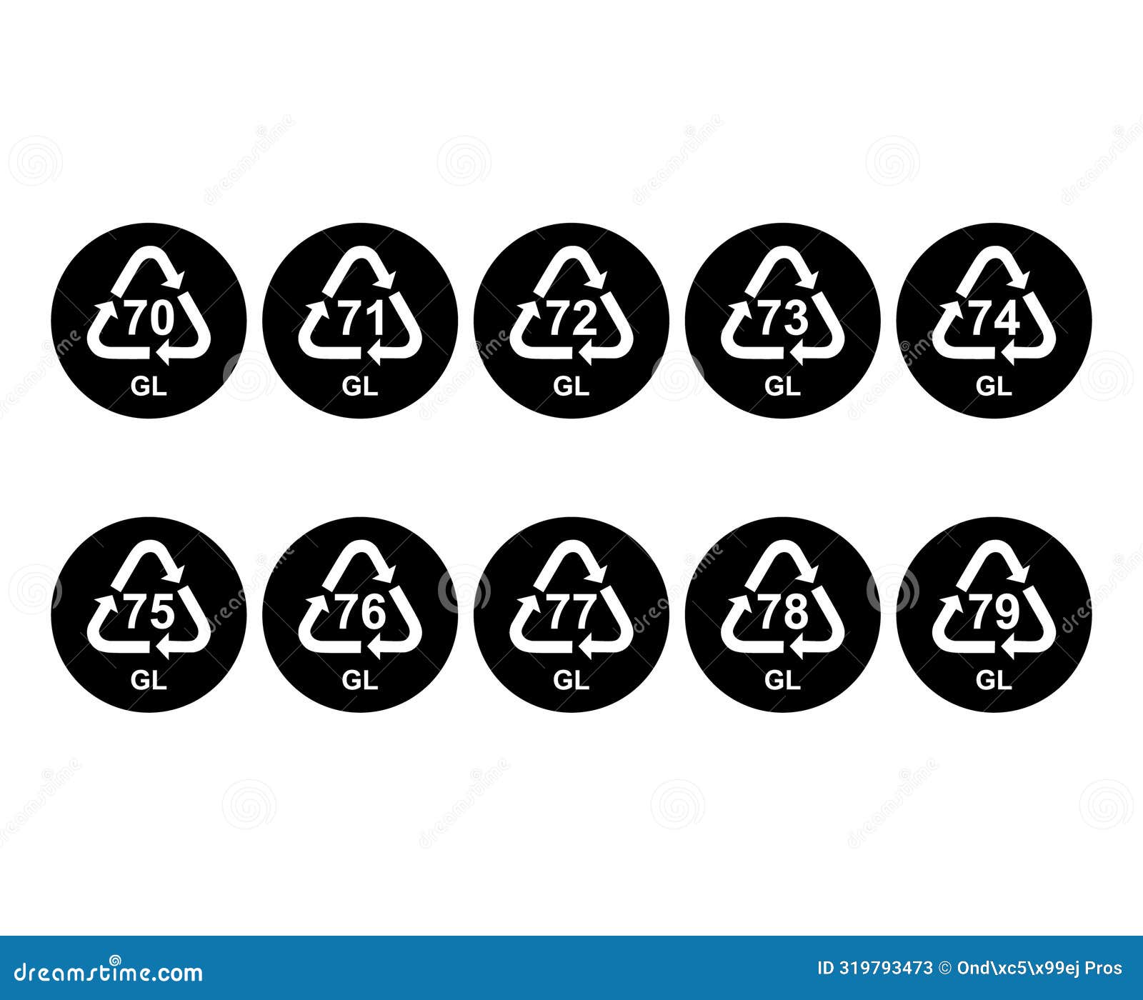 Set of Glass Symbol, Ecology Recycling Sign Isolated on White ...