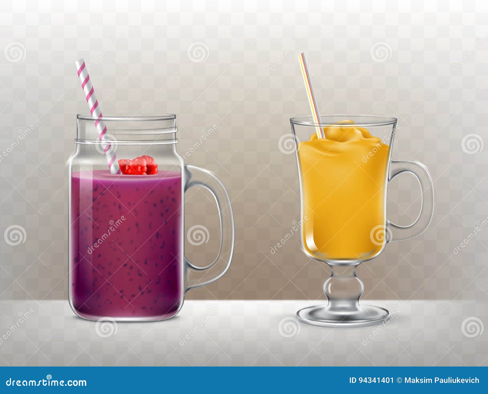 Set of Glasses, Cups for Smoothies Stock Vector - Illustration of ...