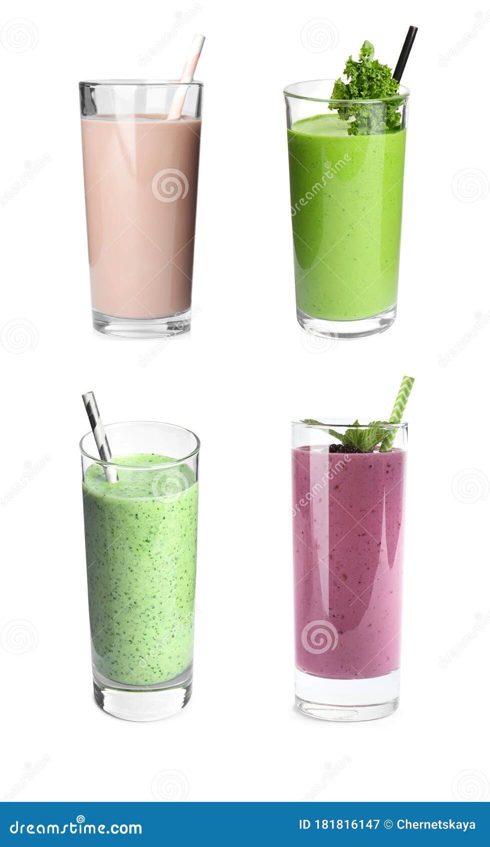 Set of Glasses with Different Protein Shakes on Background Stock Image ...