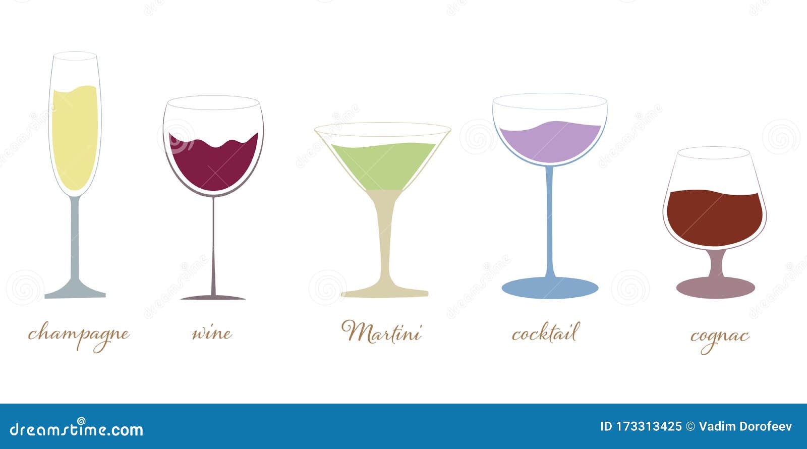 A Set of Glasses of Different Shapes and Sizes for Different Drinks ...
