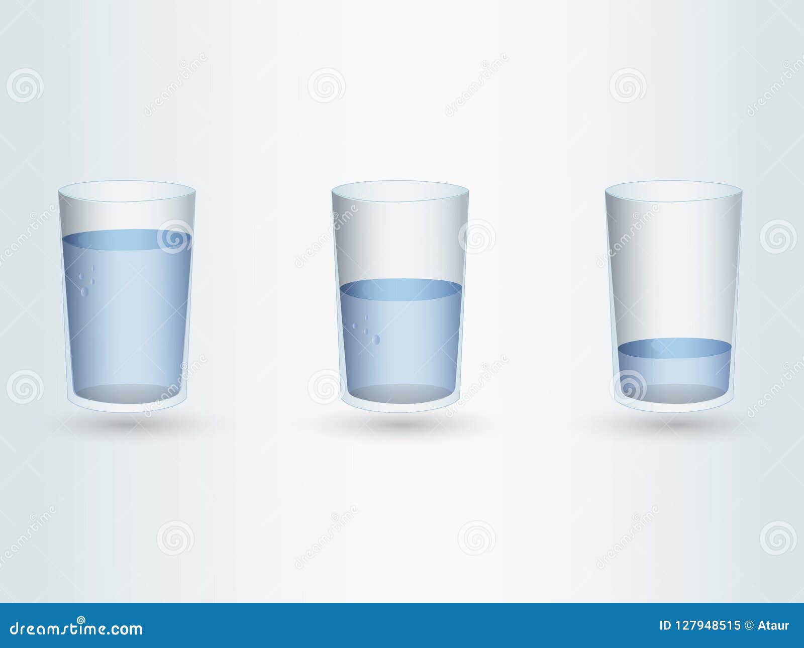A Set of Glasses with Different Water Levels on Light Blue Background ... A Set of Glasses with Different Water Levels on Light Blue Background ...