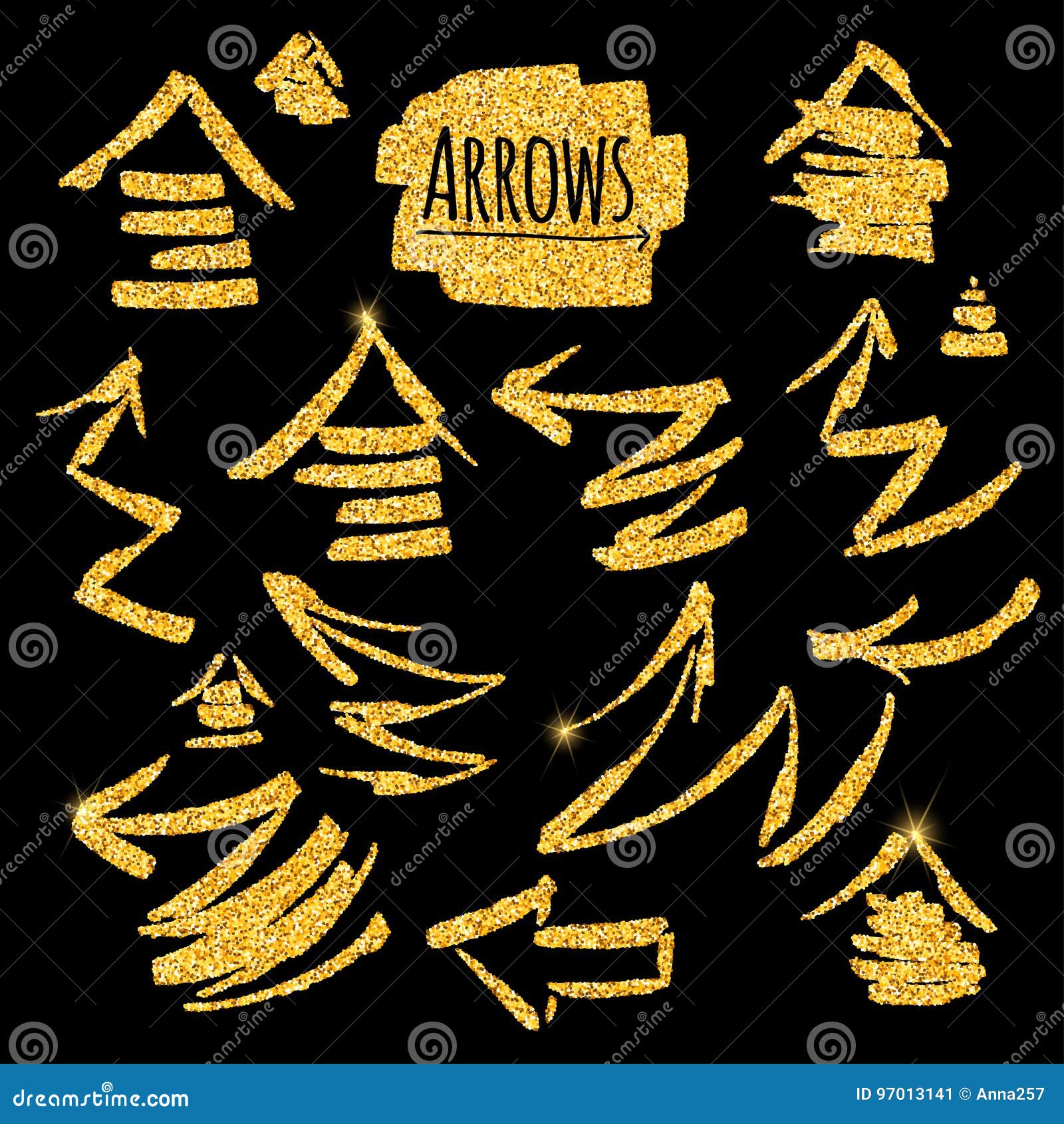 Set of Glitter Golden Arrows Stock Vector - Illustration of foil ...