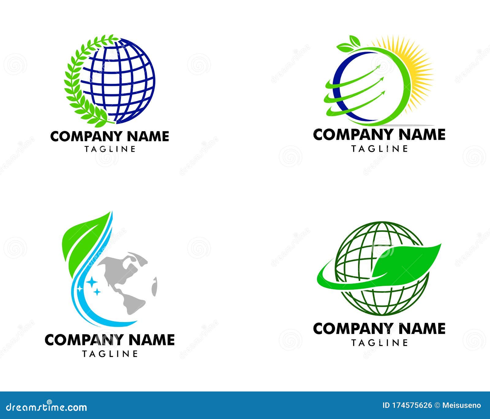 Set of Global Nature Logo Design Concept Stock Vector - Illustration of ...