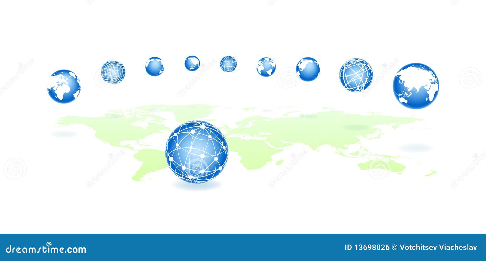 Set Global Spheres on a Map Stock Vector - Illustration of metaphor ...