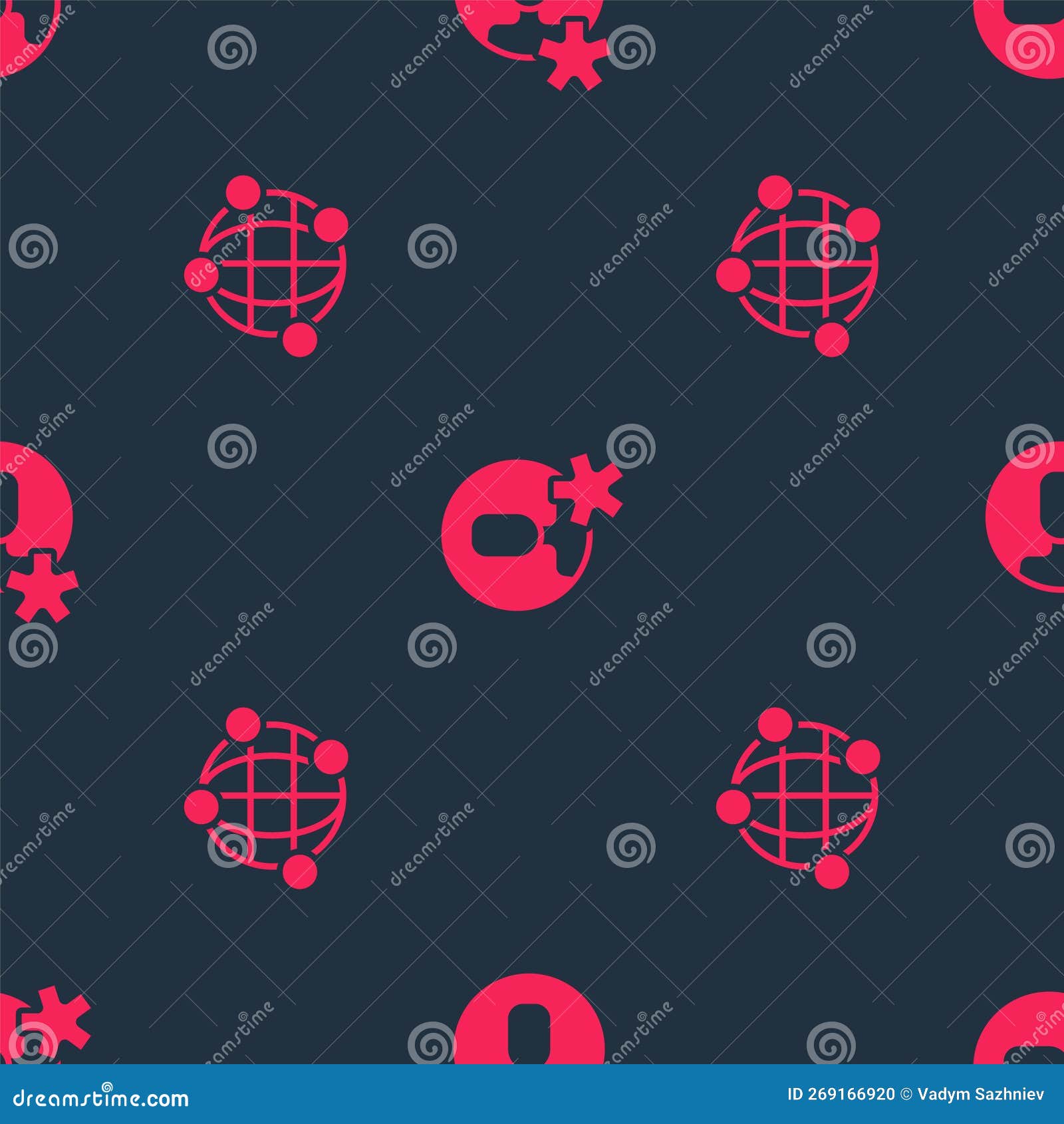 Set Global Technology and Elected Employee on Seamless Pattern. Vector ...