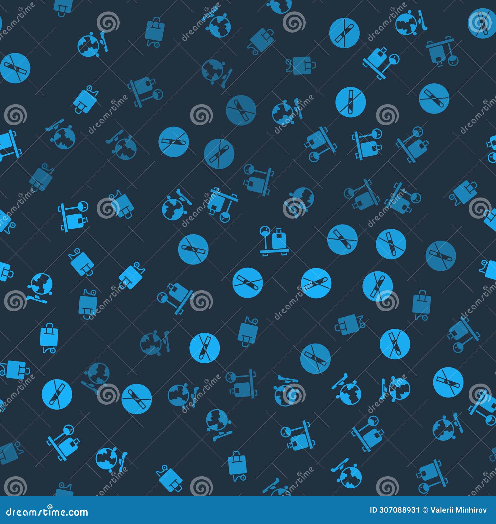 Set Globe With Flying Plane, No Smoking, Scale Suitcase And Suitcase On ...