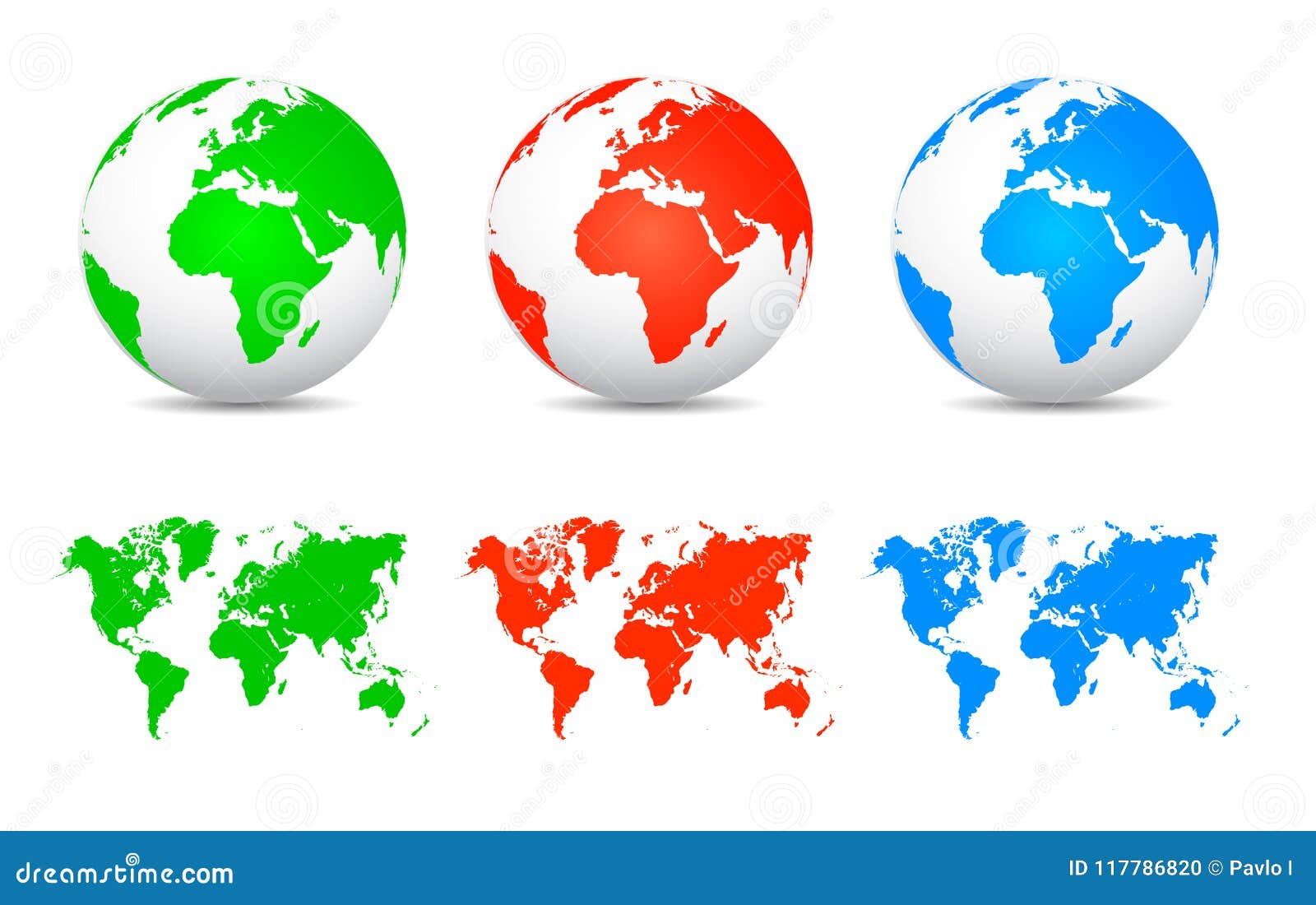 Set Globes with Continents - Vector Stock Illustration - Illustration ...