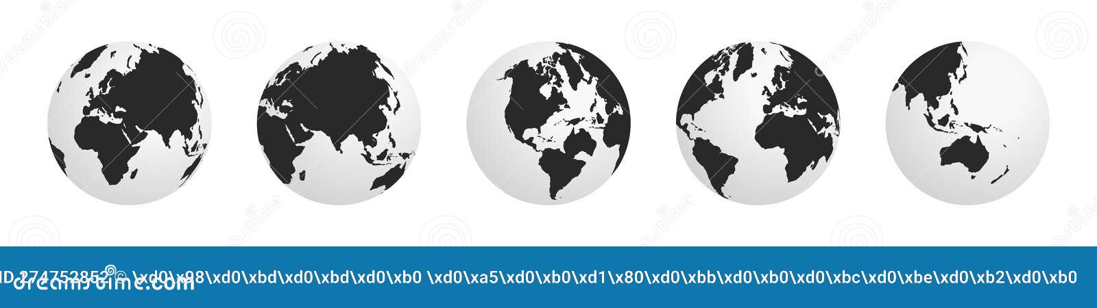 Set of Globes of Earth. Realistic World Map in Globe Shape. Globe Icons ...