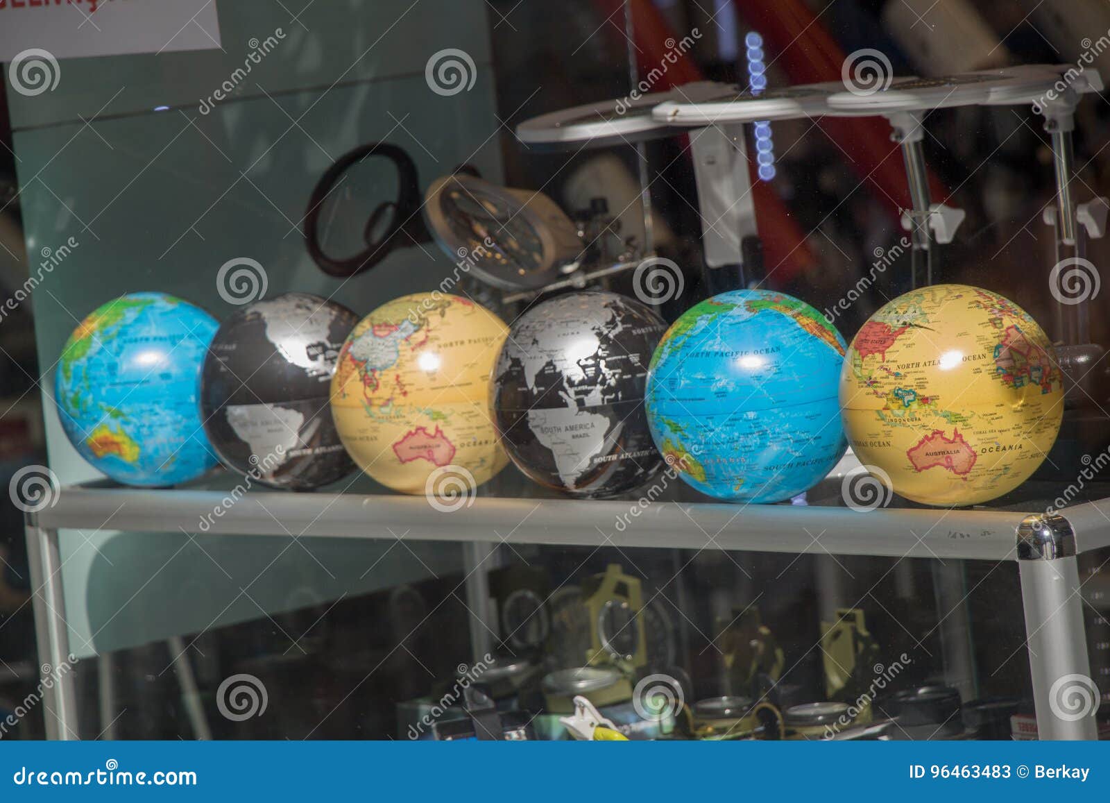 Set of Globes of Various Types Stock Image - Image of environment ...