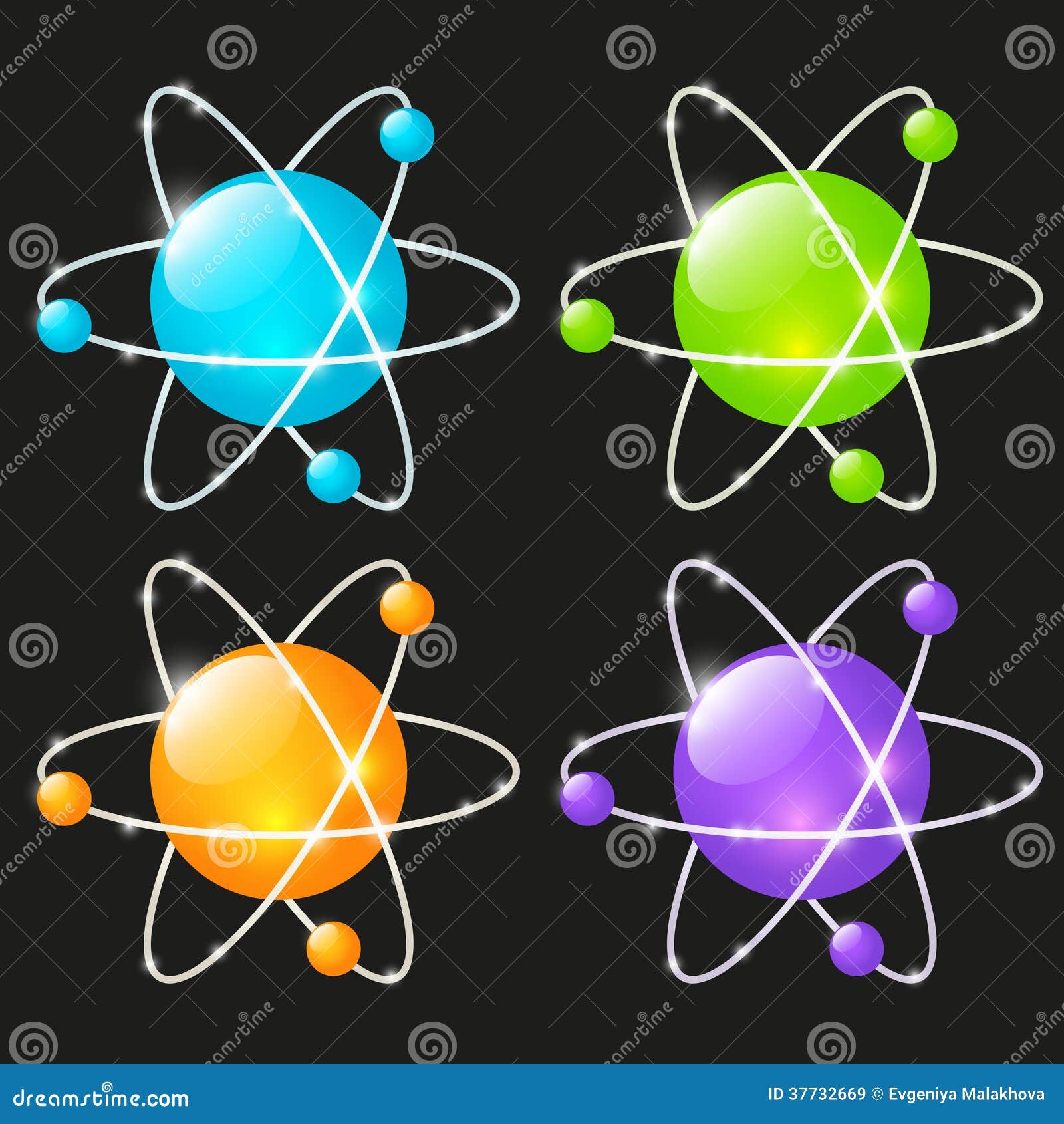 Set of glossy atomic icons stock vector. Illustration of glowing - 37732669