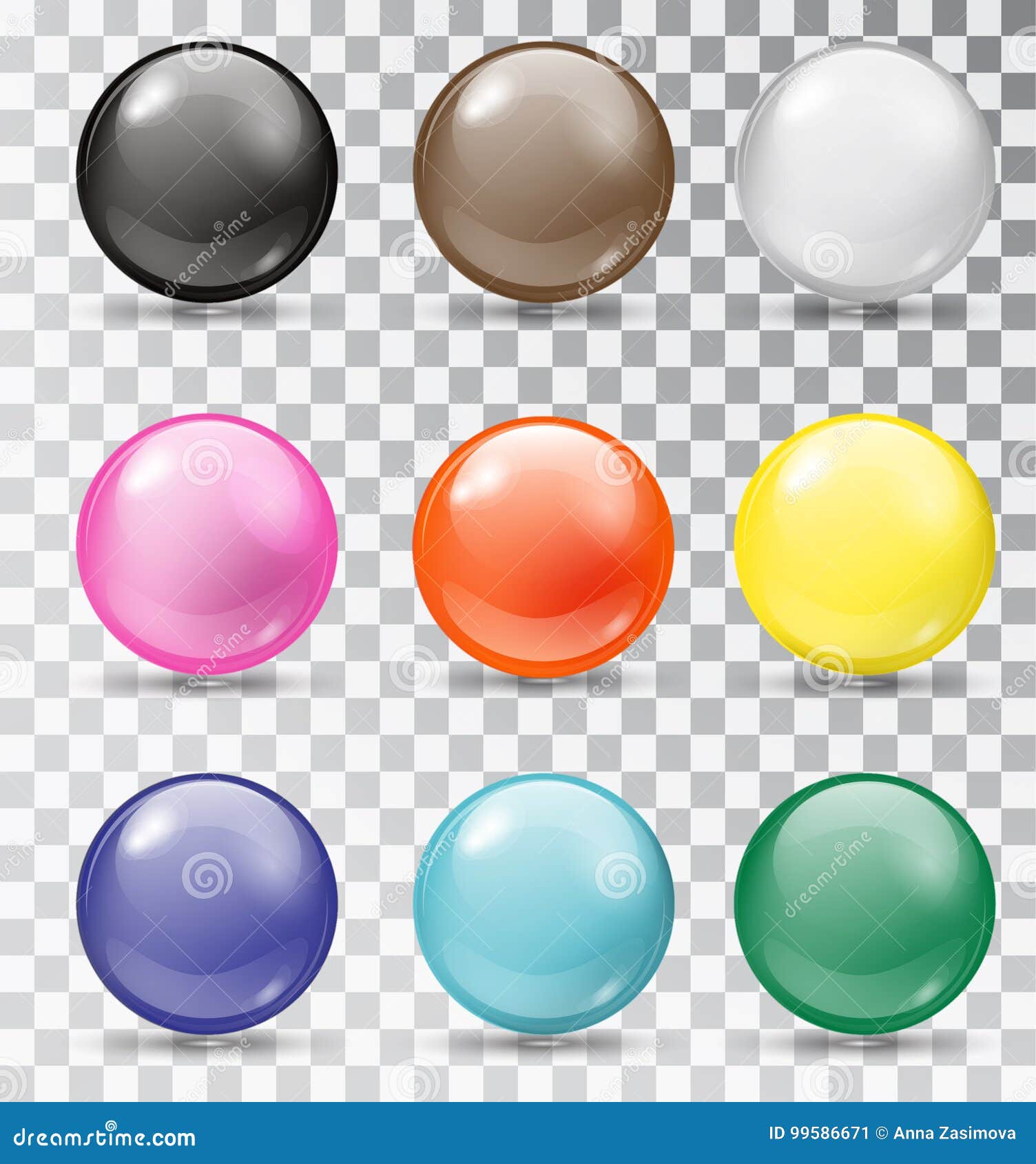 Set of Glossy Balls on a Transparent Background Stock Vector ...