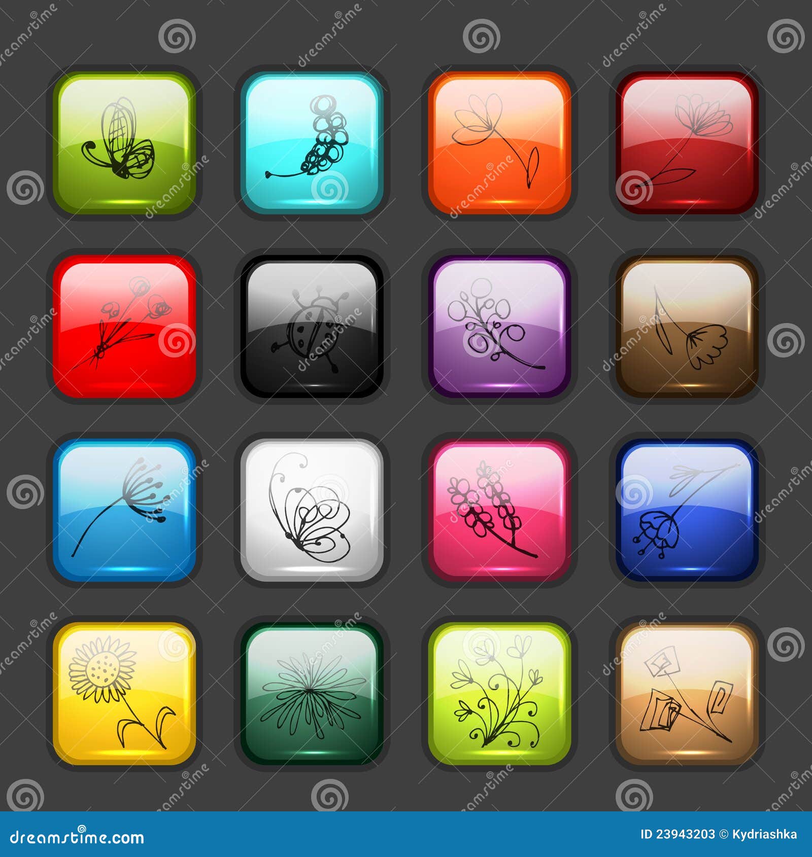 Set of Glossy Button Icons for Your Design Stock Vector - Illustration ...