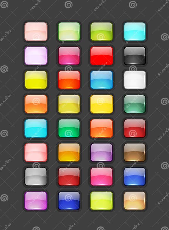 Set of Glossy Button Icons for Your Design Stock Vector - Illustration ...