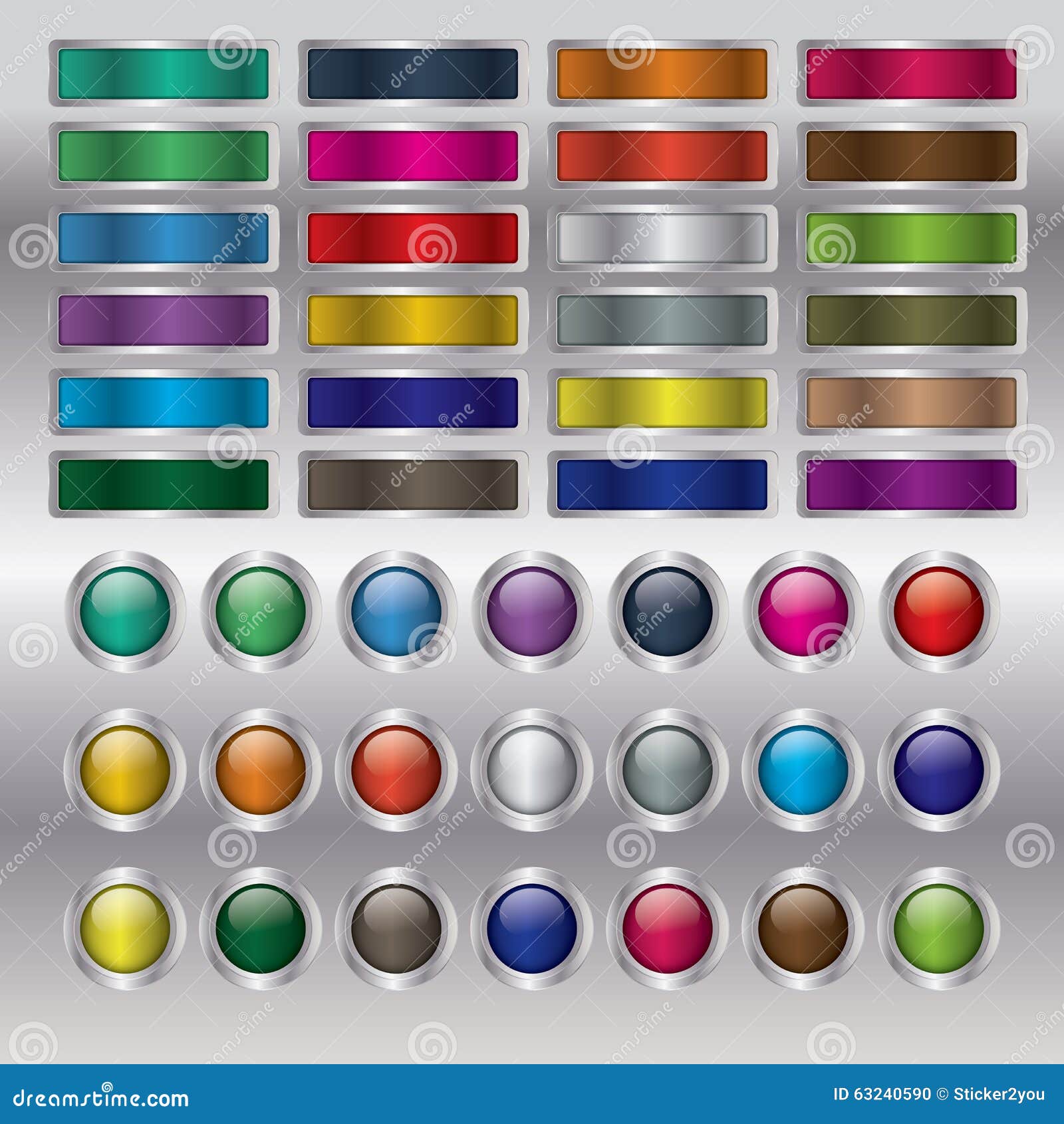 Set of Glossy Button Icons for Your Design Stock Vector - Illustration ...