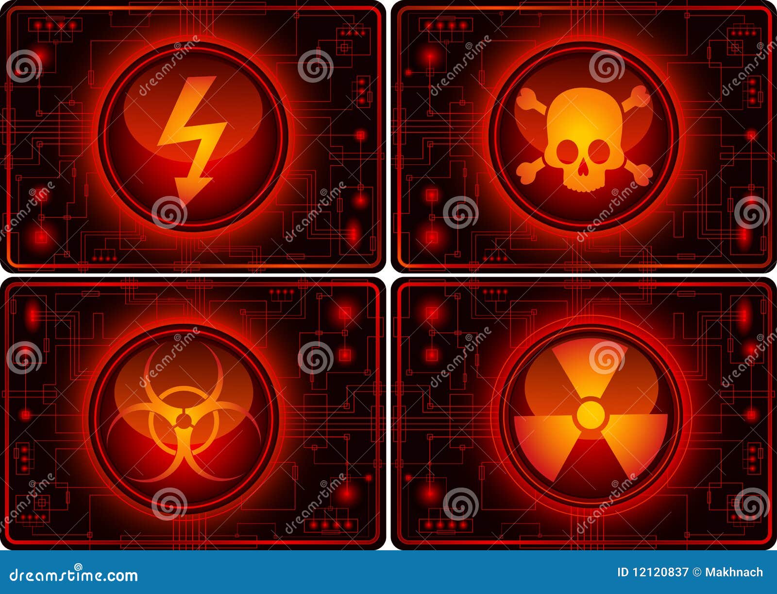 Set of Glossy Buttons with Warning Stock Vector - Illustration of ...