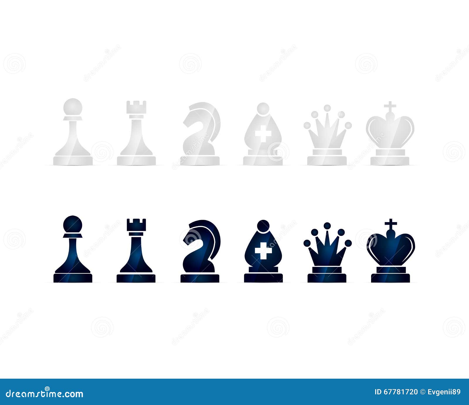 Set of Glossy Chess Icons on White Stock Vector - Illustration of ...