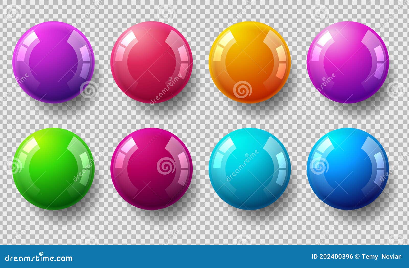 Set of Glossy Colored Balls on Transparent Background Stock Vector ...