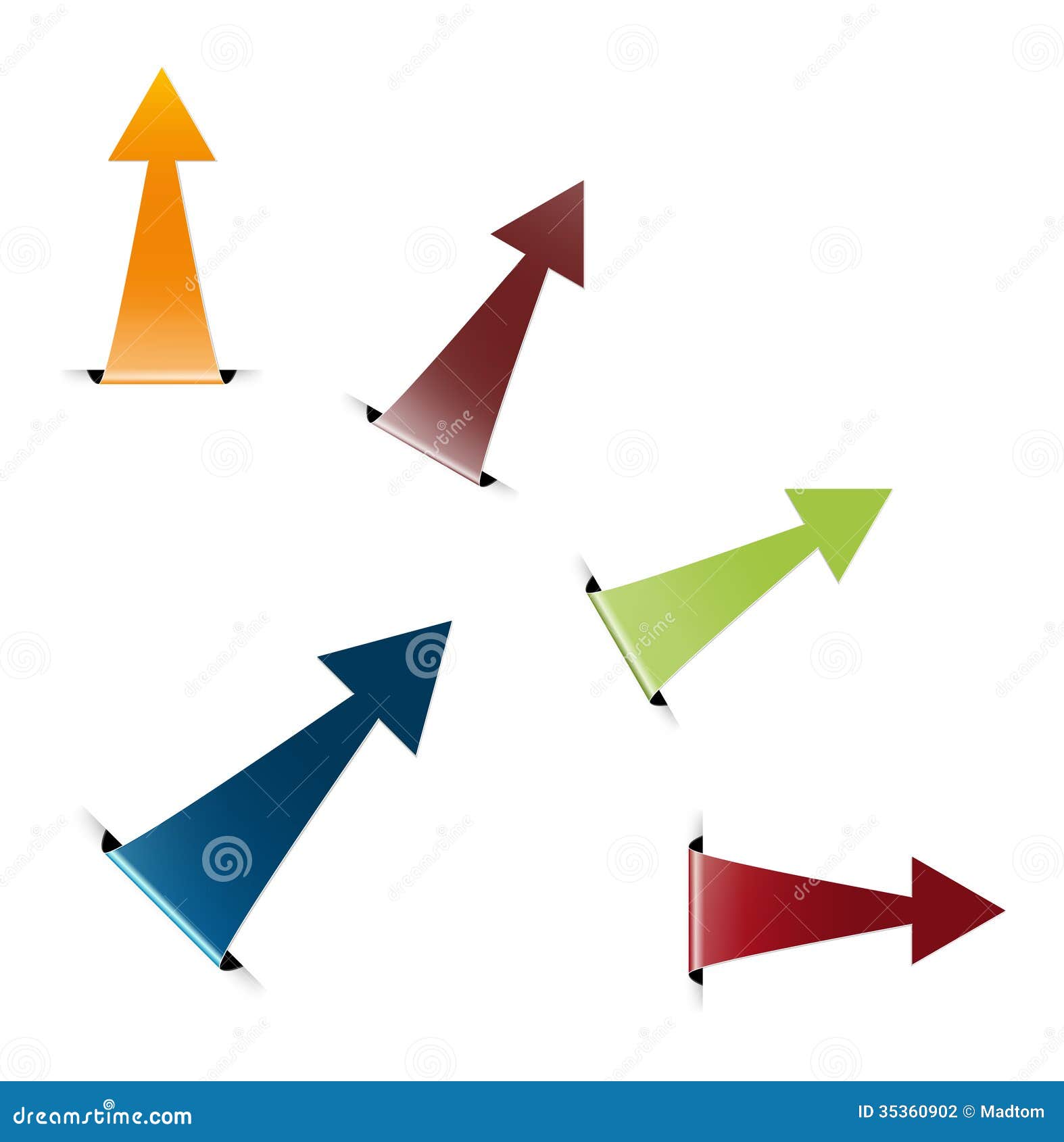 The Set of Glossy Folded Arrow Stock Vector - Illustration of leader ...