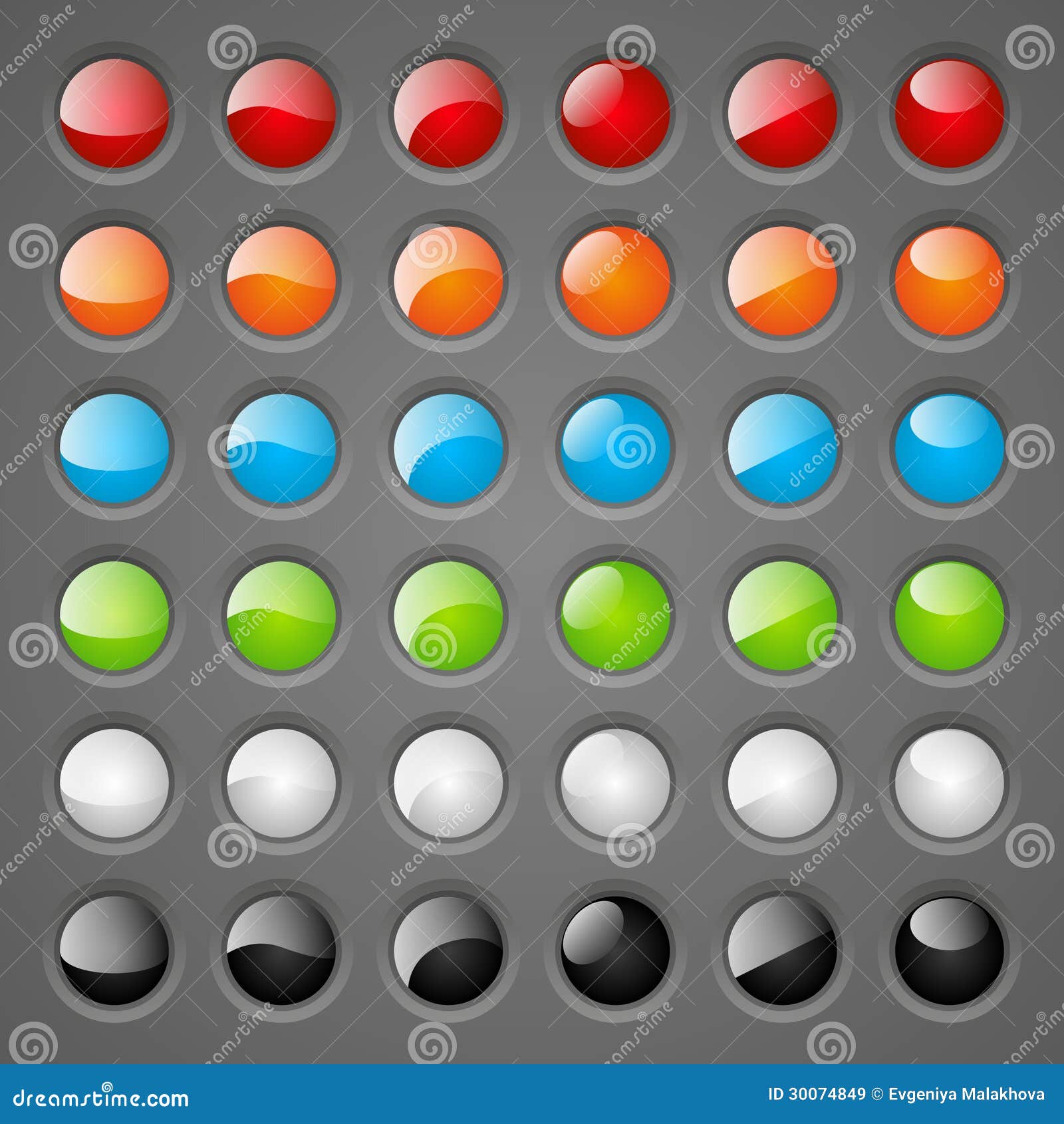 Set of round buttons stock vector. Illustration of glossy - 30074849