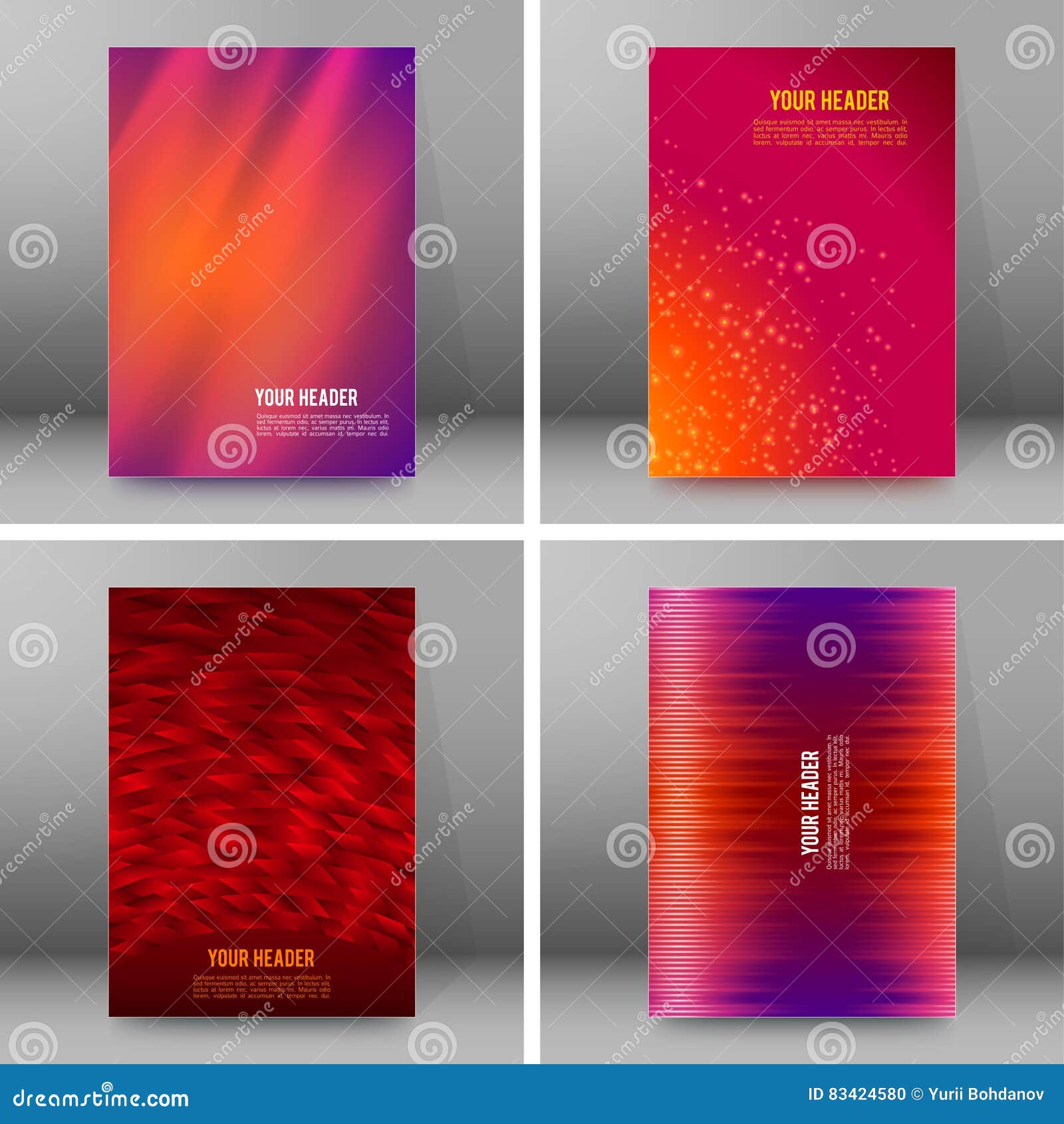 Set of Glow Theme Brochure Cover Page A4 Format04 Stock Vector ...