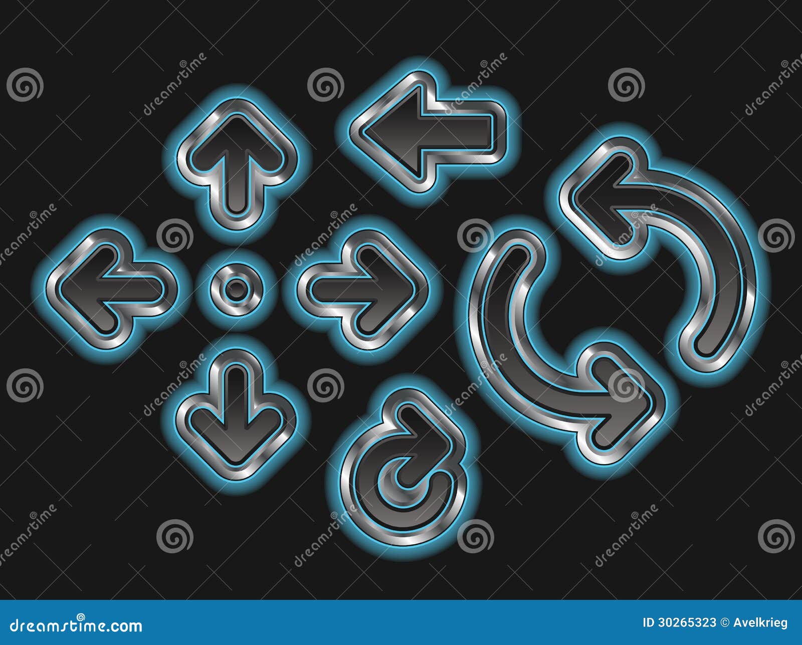 Blue Metallic Arrows stock vector. Illustration of eps10 - 30265323