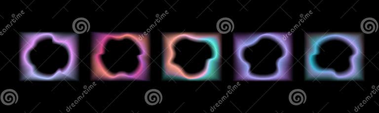 Set of Glowing Colored Gradient Rectangular Frames with Inner Blur ...
