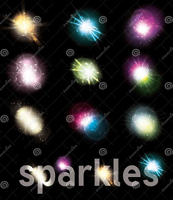 Set of Glowing Effect Star Light Bursts Stock Vector - Illustration of ...