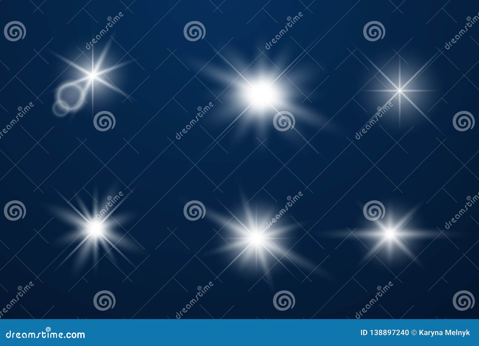 Set of Glowing Light Stars stock vector. Illustration of lens - 138897240