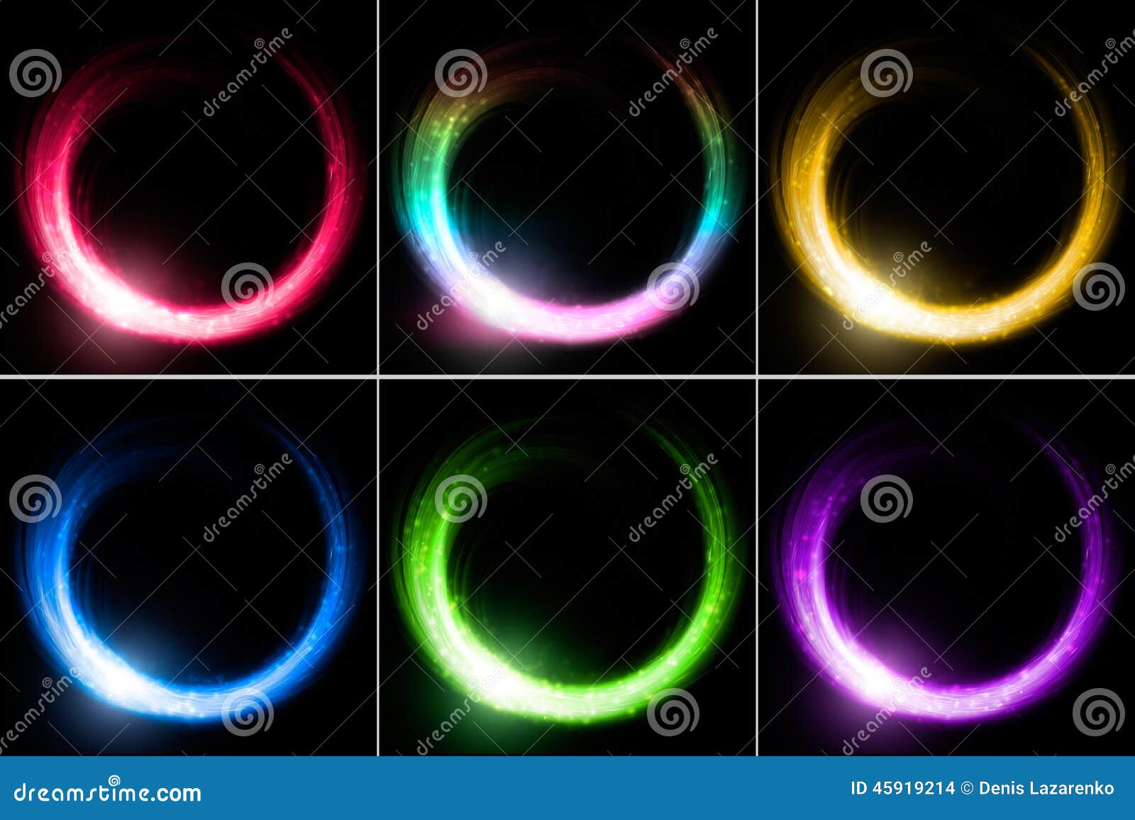 Set of glowing rings stock illustration. Illustration of sparkle - 45919214