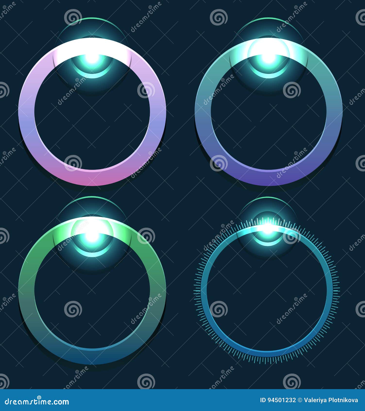 Set of Glowing Round Sliders. Vector Element for Web Sites Stock Vector ...