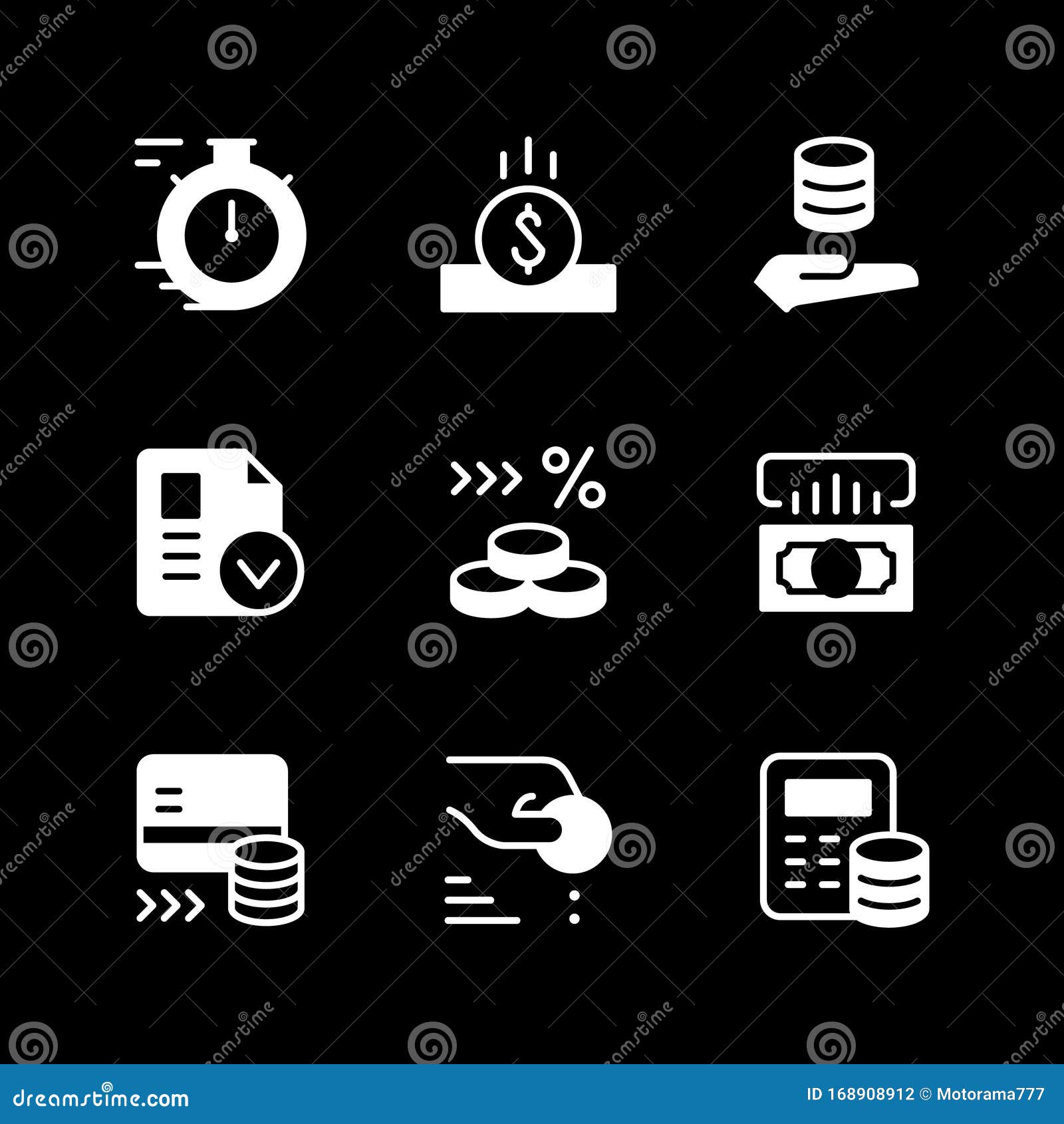 Set glyph icons of credit stock vector. Illustration of banking - 168908912