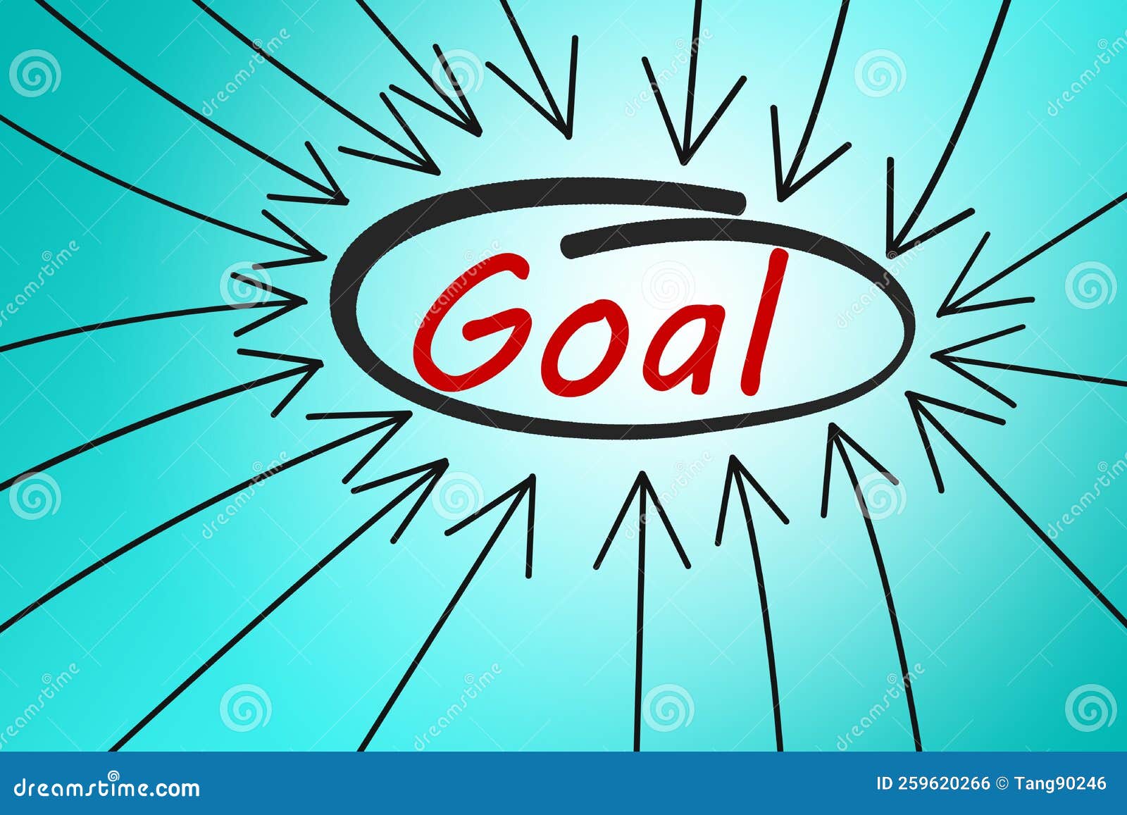 Set Goal Concept with Arrow on Blue Background Stock Illustration ...
