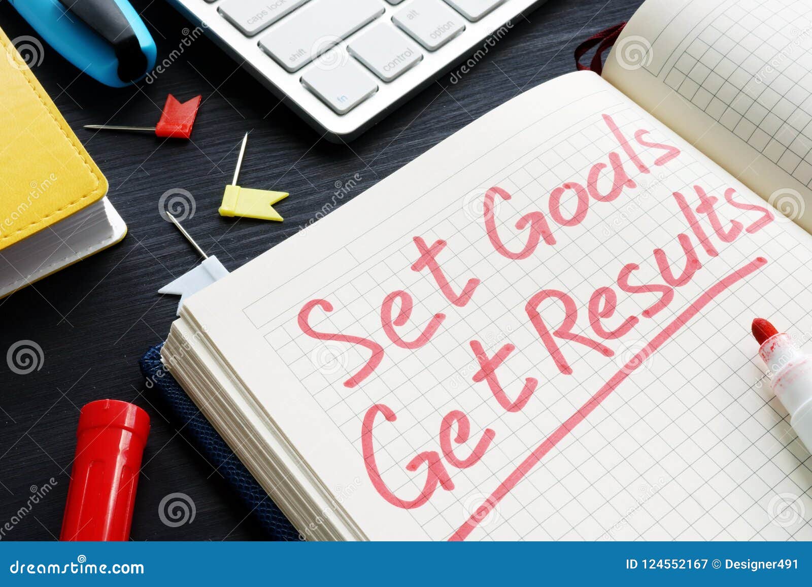 Set Goals, Get Results Written in the Note. Motivation. Stock Image ... Set Goals, Get Results Written in the Note. Motivation. Stock Image ...