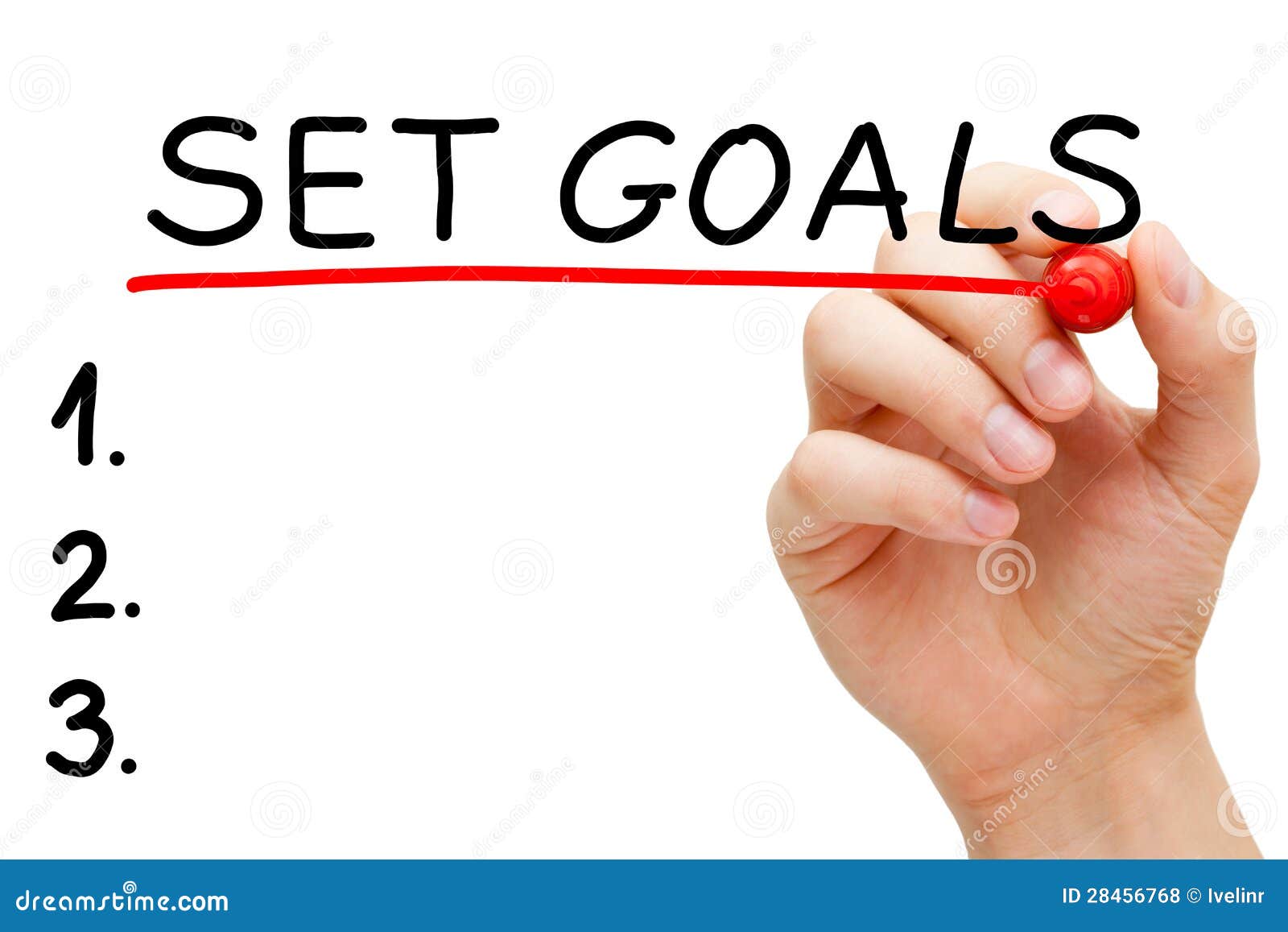 Set Goals Hand Red Marker stock photo. Image of motivate - 28456768