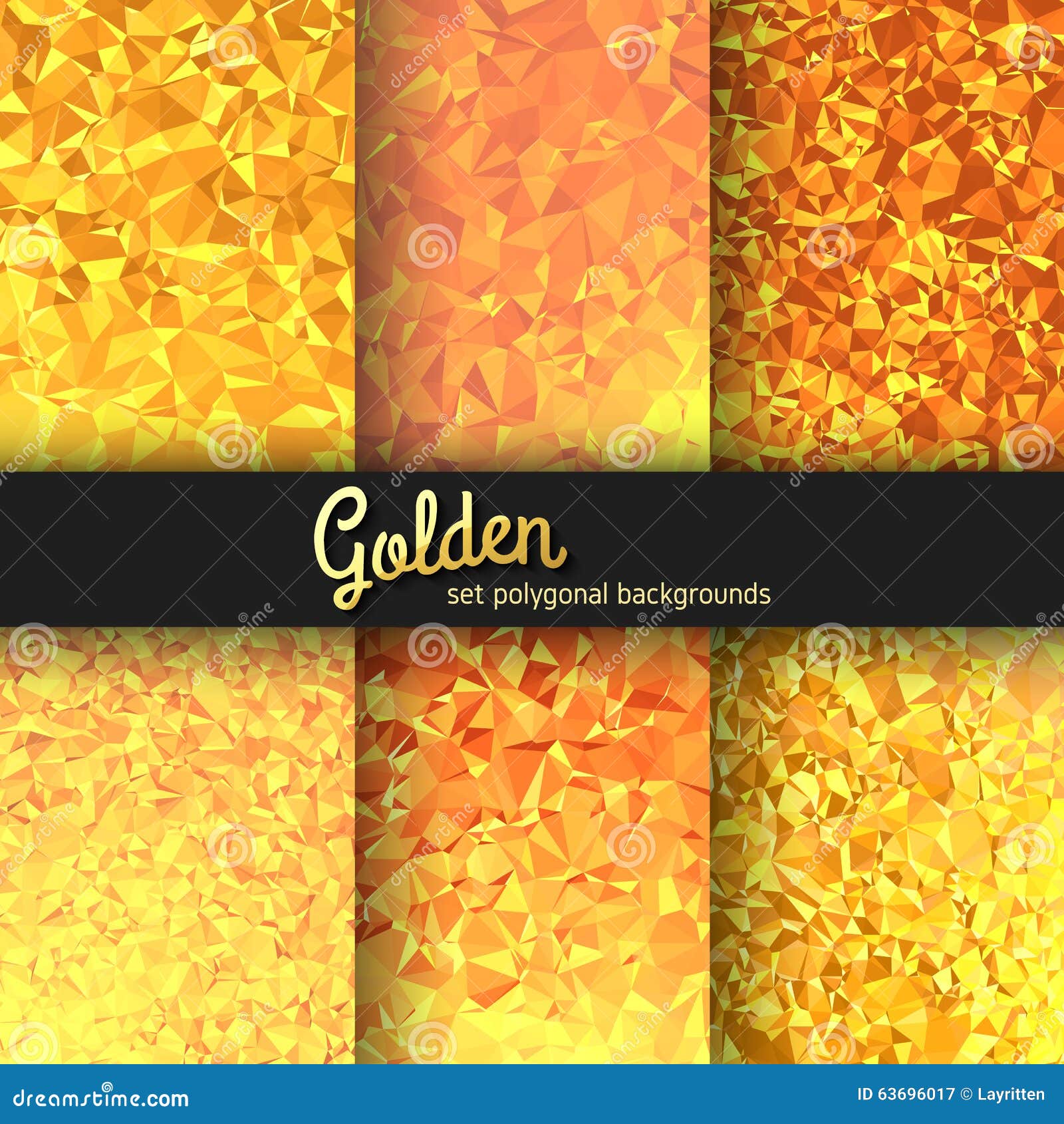 Set of 6 Gold Abstract Polygonal Backgrounds. the Trend Abstraction ...