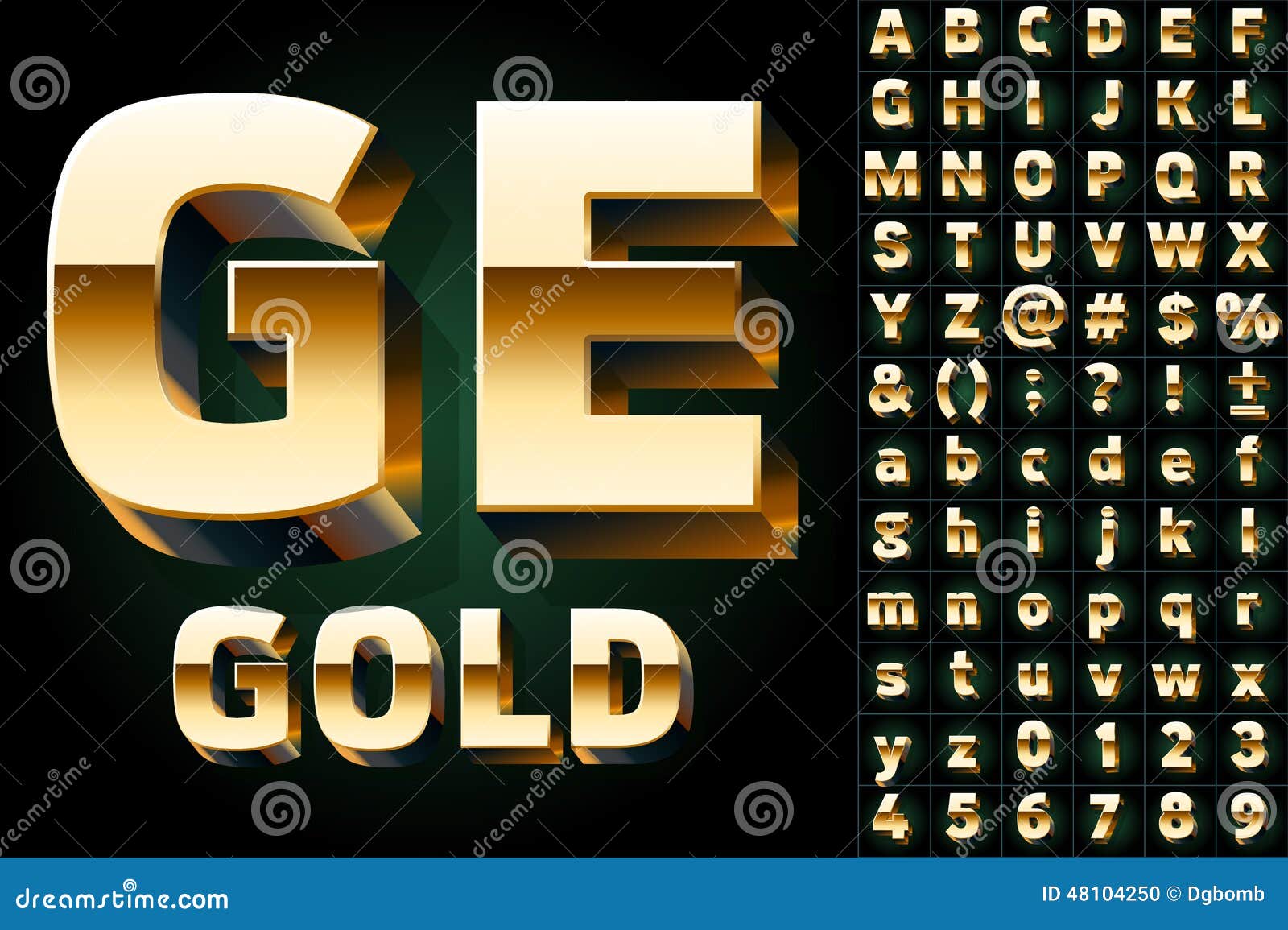 Set of Gold Alphabet Letters Stock Vector - Illustration of script ...