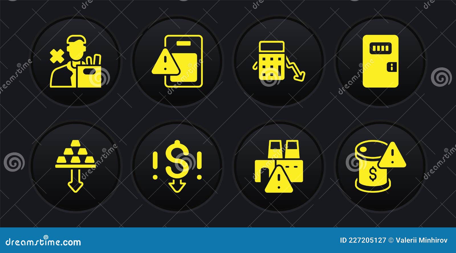 Set Gold Bars, Prison Cell Door, Dollar Rate Decrease, Shutdown Of Factory, Calculation Expenses ...