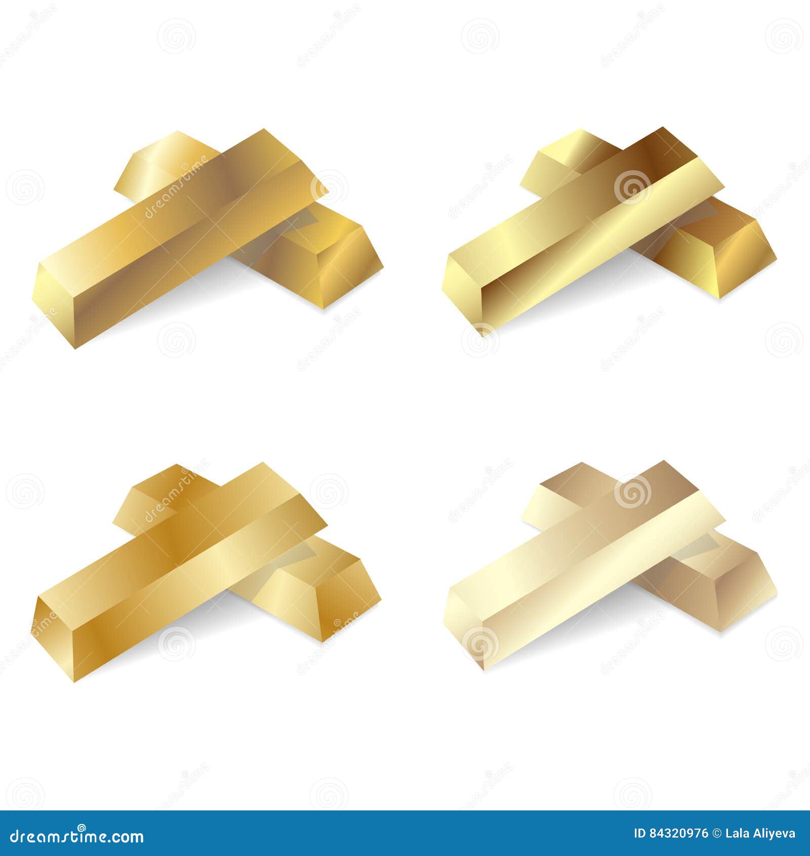 Set of Gold Bars. Vector Illustration Stock Illustration - Illustration ...