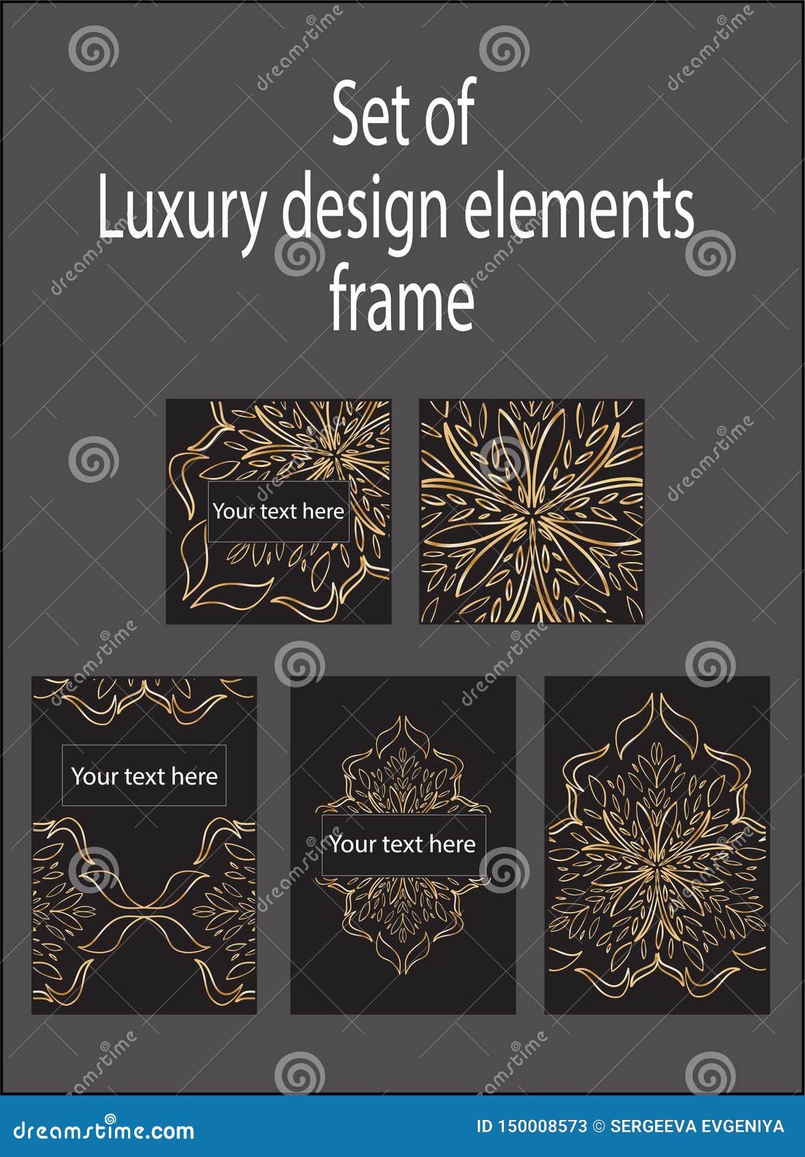 Set of Gold Black Decorative Luxury Design Elements. Labels and Frames ...