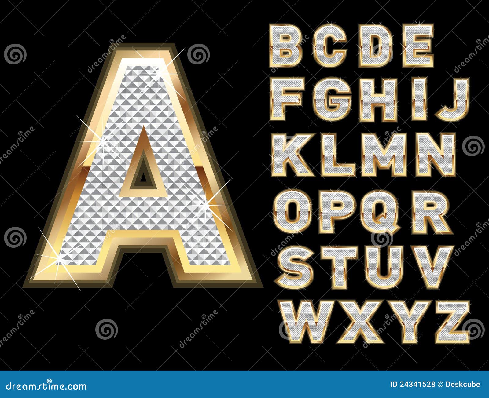 Alphabet Gold. Letters A, B, C Gold Realistic 3d Render. Ilustration ...