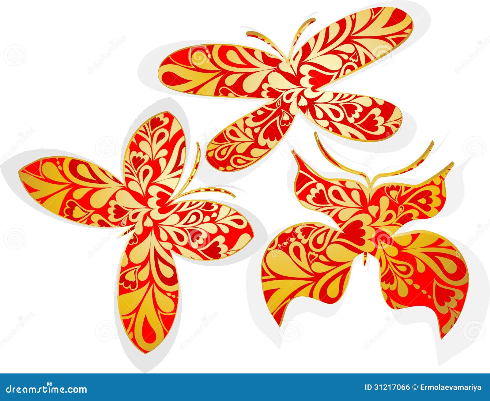 Set of Gold Butterflies. Vector Stock Vector - Illustration of elegance ...