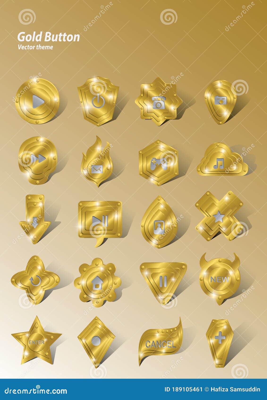 Set of Gold Buttons. Vector Illustration Decorative Design Stock Vector ...