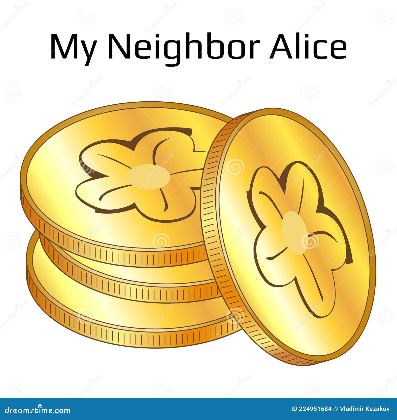 Set Of Gold Coins In Stack My Neighbor Alice In Isometric View Isolated ...