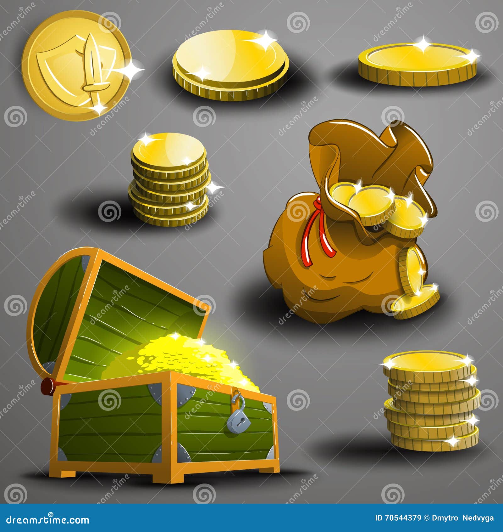 Set of gold coins. stock vector. Illustration of gold - 70544379